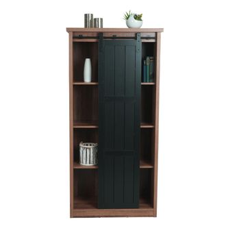 Mendler Schrank HWC-K75, Kommode Highboard, Schiebet&uuml;re 8 Stauf&auml;cher, Holz-Optik Industrial Metall 163x76x38cm - braun