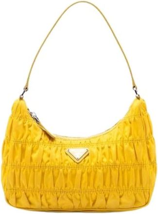 Prada Sac bandouli&egrave;re vintage Prada en nylon pliss&eacute; - Femme - Pre-owned - Jaune - Taille: ONE Size