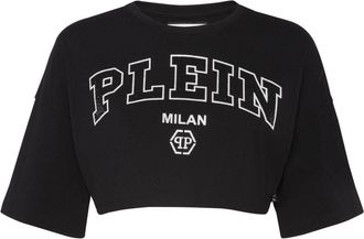 Philipp Plein Cropped-Oberteil mit Logo - Schwarz