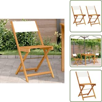 vidaXL Chaises de bistrot lot de 2 blanc cr&egrave;me bois acacia et tissu - Chaise De Jardin - Chaise Bistro - Mobilier De Jardin - Meubles De Terrasse - Fauteuil