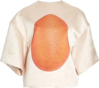 A.W.A.K.E. Bluse mit Ei-Print - Nude