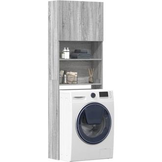 vidaXL vidaXL Meuble de machine &agrave; laver sonoma gris bois ding&eacute;nierie
