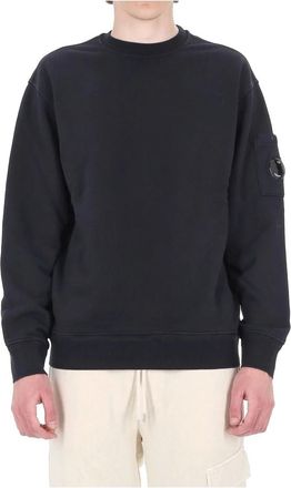 C.P. Company C.p. Company, Homme, Sweatshirts et sweats &agrave; capuche, Bleu, Taille: L Cotton Diagonal Fleece Crewneck