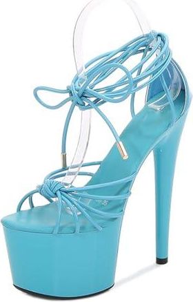 Generic Bleu,40 EU,Escarpins à Talons Aiguilles et Plateformes à lanières pour Femmes, Sandales à Talons de 17 cm/6,7 Pouces, Chaussures de soirée de Mariage