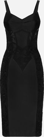 Dolce & Gabbana Longuette-kleid Im Lingerie-look Aus Satin Und Spitze - Frau Kleider Schwarz 42