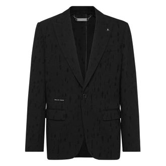 Philipp Plein Homme, Vestes, Noir, Taille: 2XL Destroyed Blazer LS