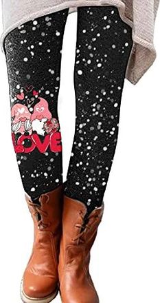 Generic Legging pour femme pour la Saint-Valentin 2026 - Imprim&eacute; mignon - D&eacute;contract&eacute; et confortable - Pour la maison, E, XXL