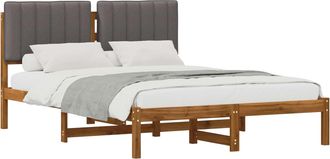 vidaXL Letto Con Testiera Rivestita Naturale E Grigio Chiaro Vidaxl