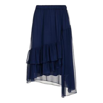 Iceberg Femme, Jupes, Bleu, Taille: 34 FR Asymmetrical Silk Crepe Skirt