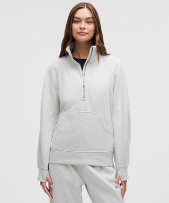 lululemon Scuba Oversized-Pullover mit Trichterkragen und halblangem Rei&szlig;verschluss Lang f&uuml;r Frauen - Gr&ouml;&szlig;e XS/S in Heathered Core Ultra Light Grey