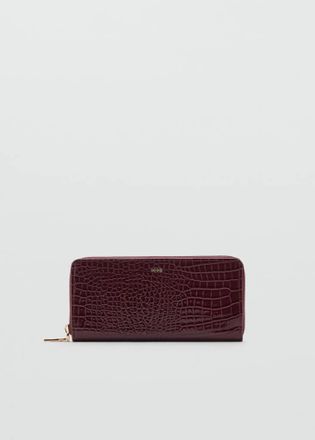 Mango Grand portefeuille effet croco brillant bordeaux - Femme - Taille unique - MANGO