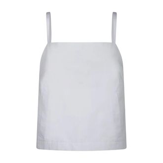 Sportmax Wei&szlig;es Baumwoll-Canvas-Top mit Tr&auml;gern - - Tops - Damen - Wei&szlig; - M