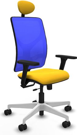 Piqueras y Crespo &Uuml;berwachungsstuhl mit 3D-Armen, h&ouml;henverstellbarer Lendenwirbelst&uuml;tze und festem Kopfteil, ausgestattet mit Syncro/Traslack und Schneideschaum, Blau/G