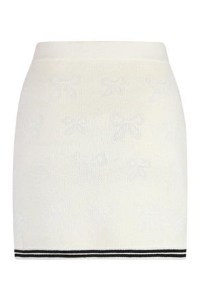 Self Portrait Striped Knit Mini Skirt - Beige