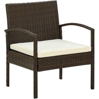 vidaXL Gartenstuhl mit Kissen Poly Rattan Braun Vidaxl