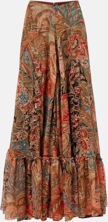 Etro Jupe longue imprim&eacute;e en soie