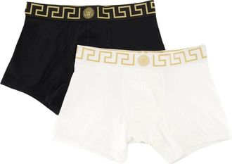 Versace Homme, Sous-v&ecirc;tements, Multicolore, Taille: XL Greca Border Long Trunks 2-Pack