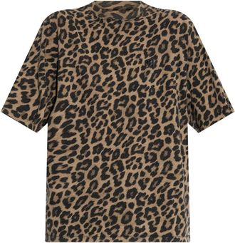 Anine Bing Avi Tee Black And Brown Leopard