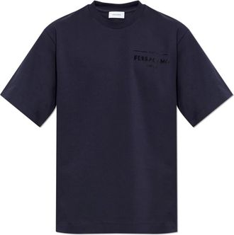 Ferragamo Homme, Tops, Bleu, Taille: L T-shirt logo