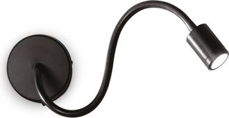 Ideal Lux LED Wandstrahler FOCUS-1 AP, mit Flexarm + Schalter, 3W 3000K 170lm, Schwarz