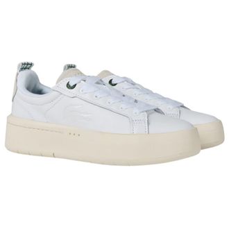 Lacoste Carnaby Sneaker f&uuml;r Damen, Leder, Plattform-Absatz (Wei&szlig;/Gr&uuml;n)