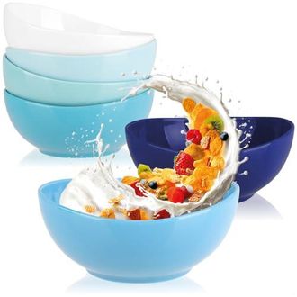 Com-Four 6x bols en céramique 500 ml - bols à céréales - bols à dessert - saladiers - idéal pour le petit-déjeuner, les collations et les desserts - design élé