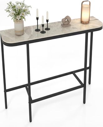 Giantex Konsolentisch schmal, Flurtisch mit Kippschutz, Eingangstisch mit Verstellbaren Beinen, Ausstellungstisch f&uuml;r Wohnzimmer & Flur, 110 x 30 x 91 cm(Grau