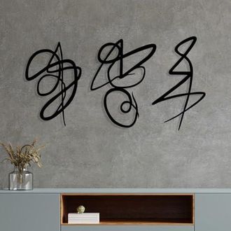 Hanah Home Stylish Black Decorative Metal Wall Accessory, 90 x 54 cm | 100% Metal, 1.2 mm Thickness | Perfect for Modern Home Decor & Office Spaces
