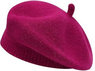 ZLYC Hiver Femmes Classique Francais Chapeau de Béret Couche Double(Rose Solide),Taille Unique