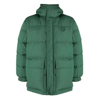 Maison Kitsun&eacute; Kapuzen-Puffer aus Nylon mit Ton-in-Ton-Fuchs-Kopf-Patch - - Jackets - Herren - Gr&uuml;n - M