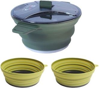 Generic Ensembles D&eacute;tablissements De Camping - Kit En Acier Inoxydable Pliant Avec Ustensiles En Silicone, Plats De Voyage, Outils De Cuisson En Plein Air | &Eacute;