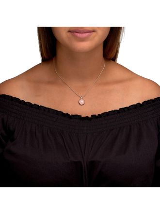 Zeeme Gemstones Halskette 925 Sterling Silber ros&eacute;-vergoldet mit echtem Rosenquarz 12mm
