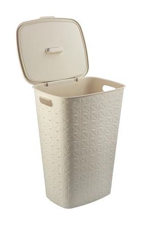 Curver Corbeille à Linge Softex 56L - Design Élégant - Légère, Empilable et Pratique - 70% recyclé - 59 x 43 x 34 cm - Blanc cassé