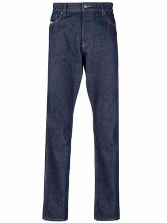 Diesel jean droit &agrave; taille haute - Bleu
