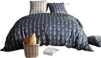 Eden Paris Housse couette + 2 taies 240 x 260 cm Plumes de paon