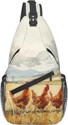 Generic Sac &agrave; dos &agrave; bandouli&egrave;re r&eacute;tro motif coq - Sac &agrave; dos de voyage pour homme - Sac &agrave; dos de randonn&eacute;e