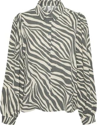 Vero Moda Vmteagan L/S T-Shirt WVN Btq GA Chemise, Balsam Green/AOP : Teagan, M Femmes