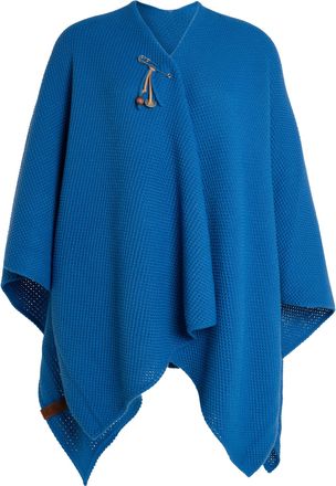 Knit Factory Jazz Poncho - Elegant Gestrickter Damen Cape - Wickelschal mit Wolle - Hochwertige Qualität - Cobalt