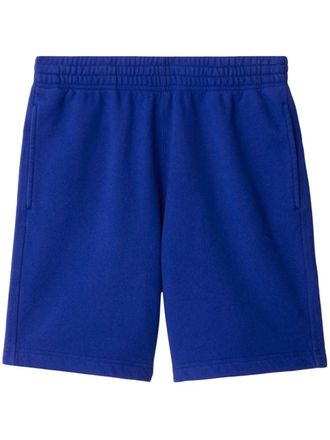 Burberry short en coton &agrave; appliqu&eacute; Equestrian Knight - Bleu