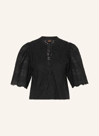 HUGO BOSS Blusenshirt Benvia Aus Lochspitze schwarz