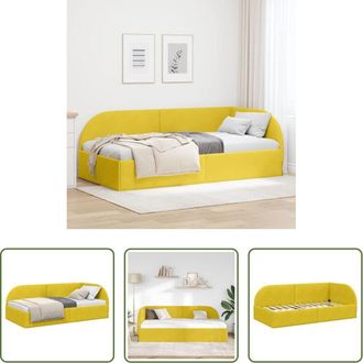 vidaXL Eckbett - Eckbettgestell mit Kopfteil Gelb 90 cm x 190 cm Samt