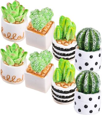 Valiclud 8st&uuml;cke Mini-kaktusfiguren Aus Kunstharz Winzige Topfpflanzen-Dekoration Miniatur-pflanzenfiguren Mini-Harz-kunstdekor F&uuml;r Heim Und B&uuml;roumgebung Minia