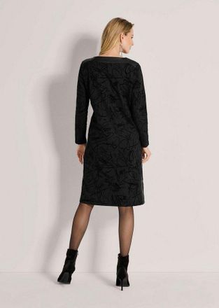 Madeleine Midikleid Sportiv-elegantes Kleid zum Schl&uuml;pfen Eins&auml;tze in Lederoptik & seitliche Galonstreifen
