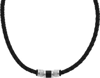 Tom Tailor Tom Tailor Kette mit Anh&auml;nger f&uuml;r Herren, Edelstahl und Kautschuk und Leder, 47+5 cm, braun, Geschenkidee, Halsschmuck, Herrenschmuck, 2100702