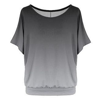 Generic T-shirt surdimensionn&eacute; &agrave; manches chauve-souris pour femme 2026, Noir, XXL