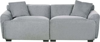 Beliani Sofa Grau aus Stoff 3-Sitzer Gepolstert mit Kissen Modernes Design Skandinavischer Stil Polstersofa Stoffsofa Wohnzimmer