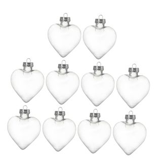 Cabilock 10 St&uuml;ck Teiliges Transparente Kunststoff-hohlherz-weihnachtskugeln zum Bef&uuml;llen Romantische Christbaumdekoration f&uuml;r DIY-basteln Vielseitige H&auml;ngesch