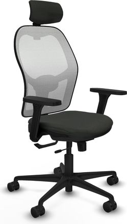 Piqueras y Crespo Schwarzer Schreibtischstuhl mit 3D-Armlehnen, h&ouml;henverstellbarer Lendenwirbelst&uuml;tze und h&ouml;henverstellbarem Kopfteil, Wei&szlig; / Schwarz