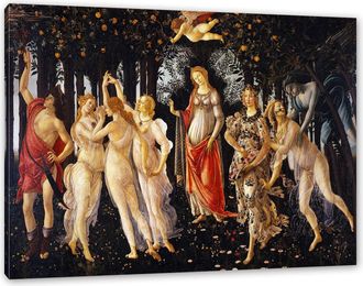 Pixxprint Sandro Botticelli - Fr&uuml;hling Primavera, Gr&ouml;&szlig;e: 100x70cm, Leinwandbild, fertig gespannt, Wandbild, Dekoration, Kunstdruck, kein Poster