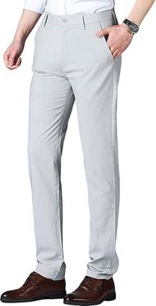 Generic Pantalon habill&eacute; confortable et dissimul&eacute; &agrave; taille extensible pour homme - Jambe droite - Pantalon fin d&eacute;t&eacute; pour homme - Coupe r&eacute;guli&egrave;re, Gris 1, 50